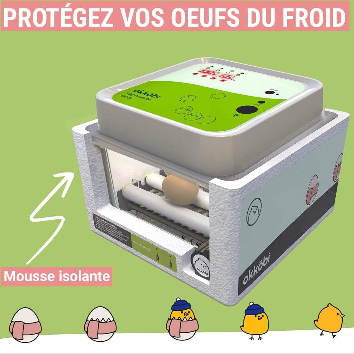 Couveuse automatique 12 oeufs — Okköbi OBI-12 • Poulaillers.com